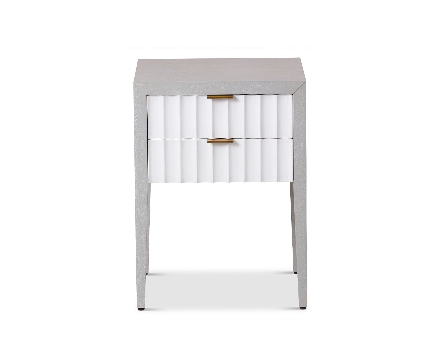 Malibu Bedside Table 2 Drawer - Grey Satin Veneer Hairline White & Red ...